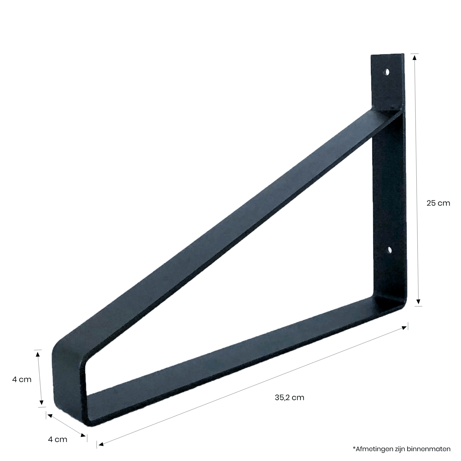 Industriële Plankdragers XL Matzwart 35cm - Goudmethout.nl